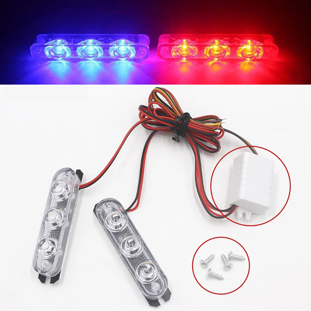 1 Pair Police Lights Led Strobe Lights Flasher 3 LED Auto Flash ...