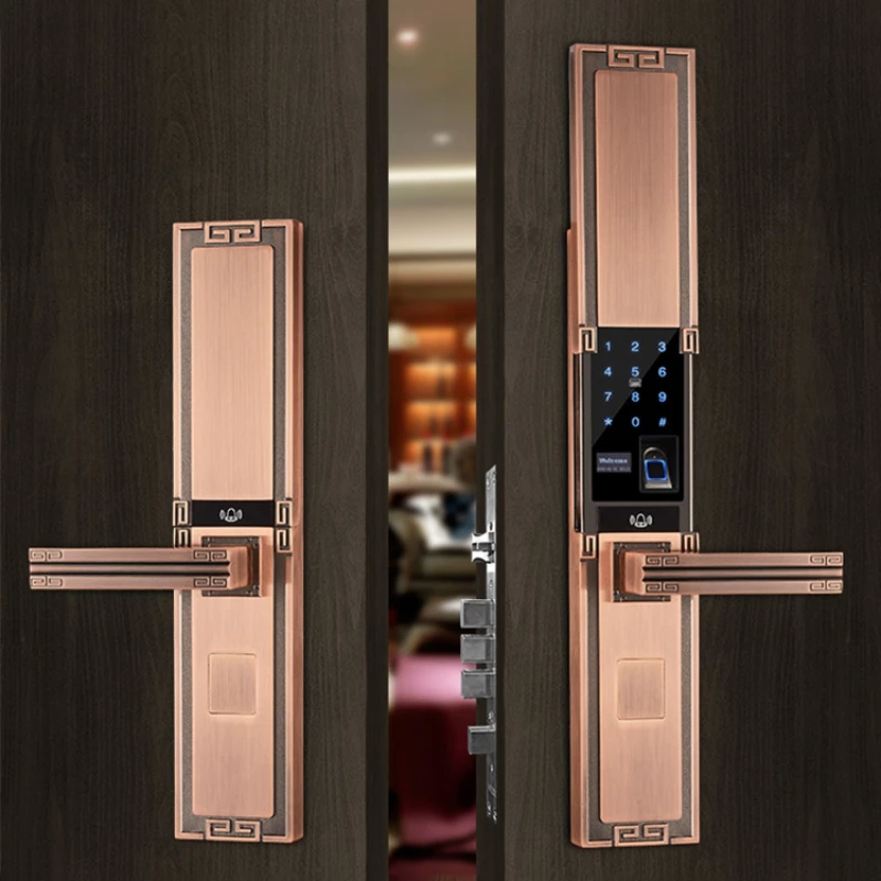 New-Chinese-Fingerprint-Lock-Double-Open-Smart-Villa-Door-Indoor-Copper ...