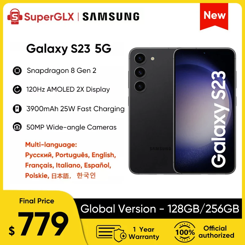 2023 New Samsung Galaxy S23 5G Smartphone Qualcomm SM8550-AC Snapdragon 8 Gen 2 120Hz AMOLED 2X ...