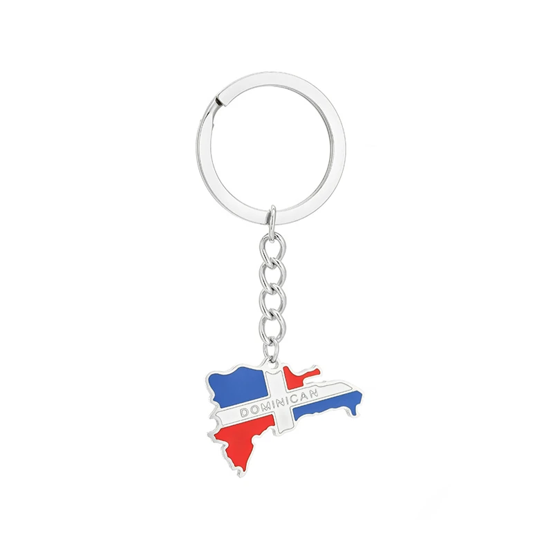 New-Rep-blica-Dominicana-Map-Flag-Key-Chain-Stainless-Steel-Gold-Silver ...