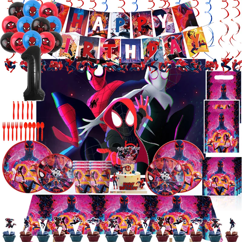 SpiderMan Across the Spider Verse Birthday Party Supplies Paper Plates ...