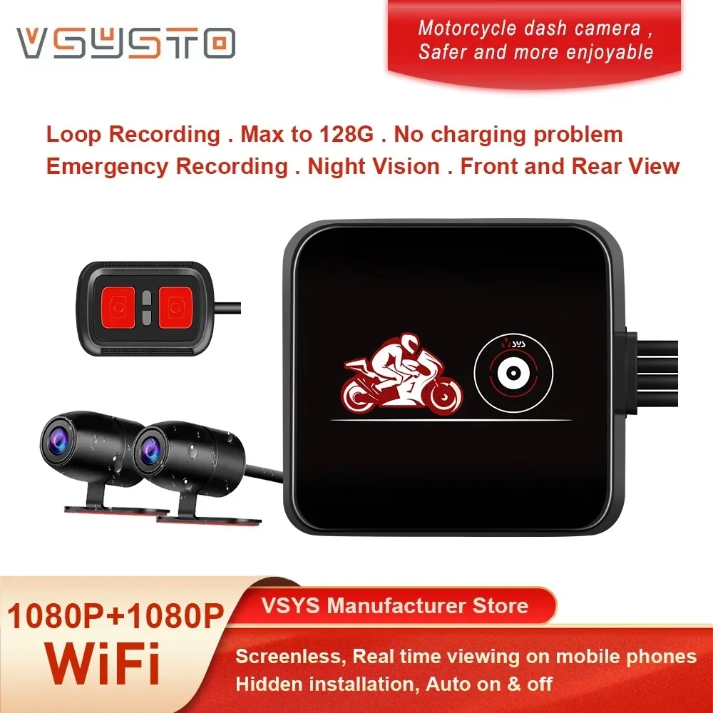 VSYSTO-Dual-1080p-FHD-motorcycle-DVR-wifi-camera-waterproof-Dash-Camera ...