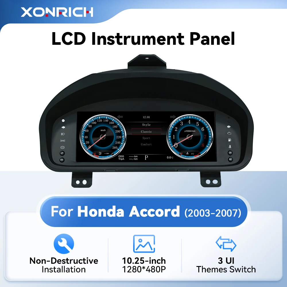 XONRICH ホンダ アコード 2003-2007用 カーインストルメントクラスター パネル スピードメーター バーチャルコックピット ...