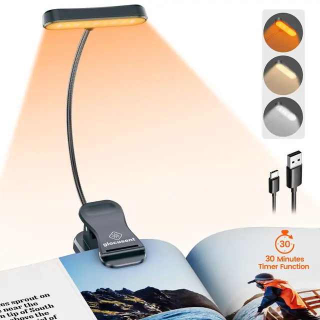 Book Light Rechargeable Clip On For Kids - Adjustable Brightness, Warm ...