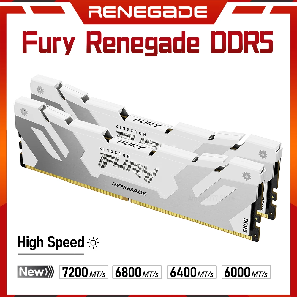 Memória DDR5 branca Kingston Fury Renegade 6000 6400 6800 7200MHz 16GB 32GB Desktop AMD X670 ...
