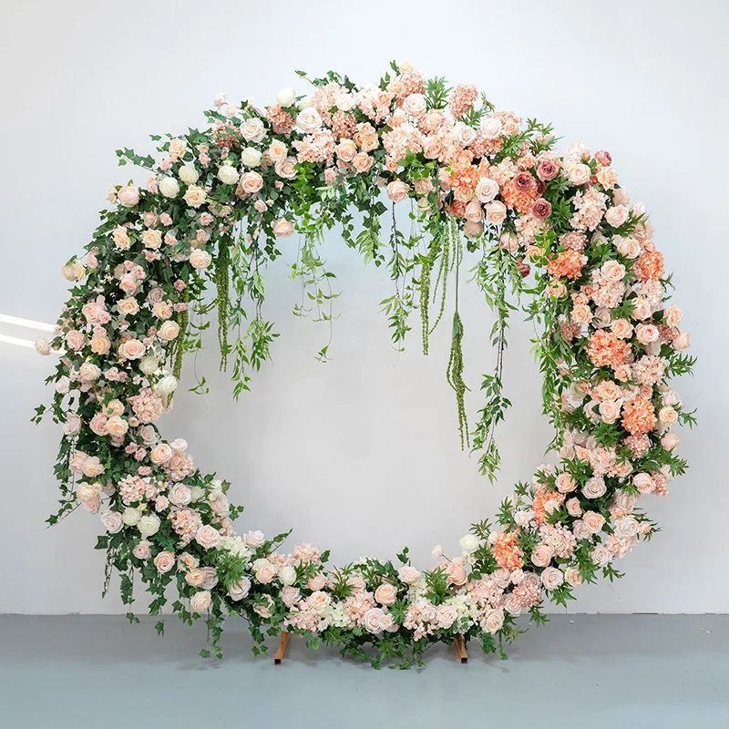 Wedding-Flowers-Arrangement-Circle-Arch-Champagne-Orange-Flower-Runner ...