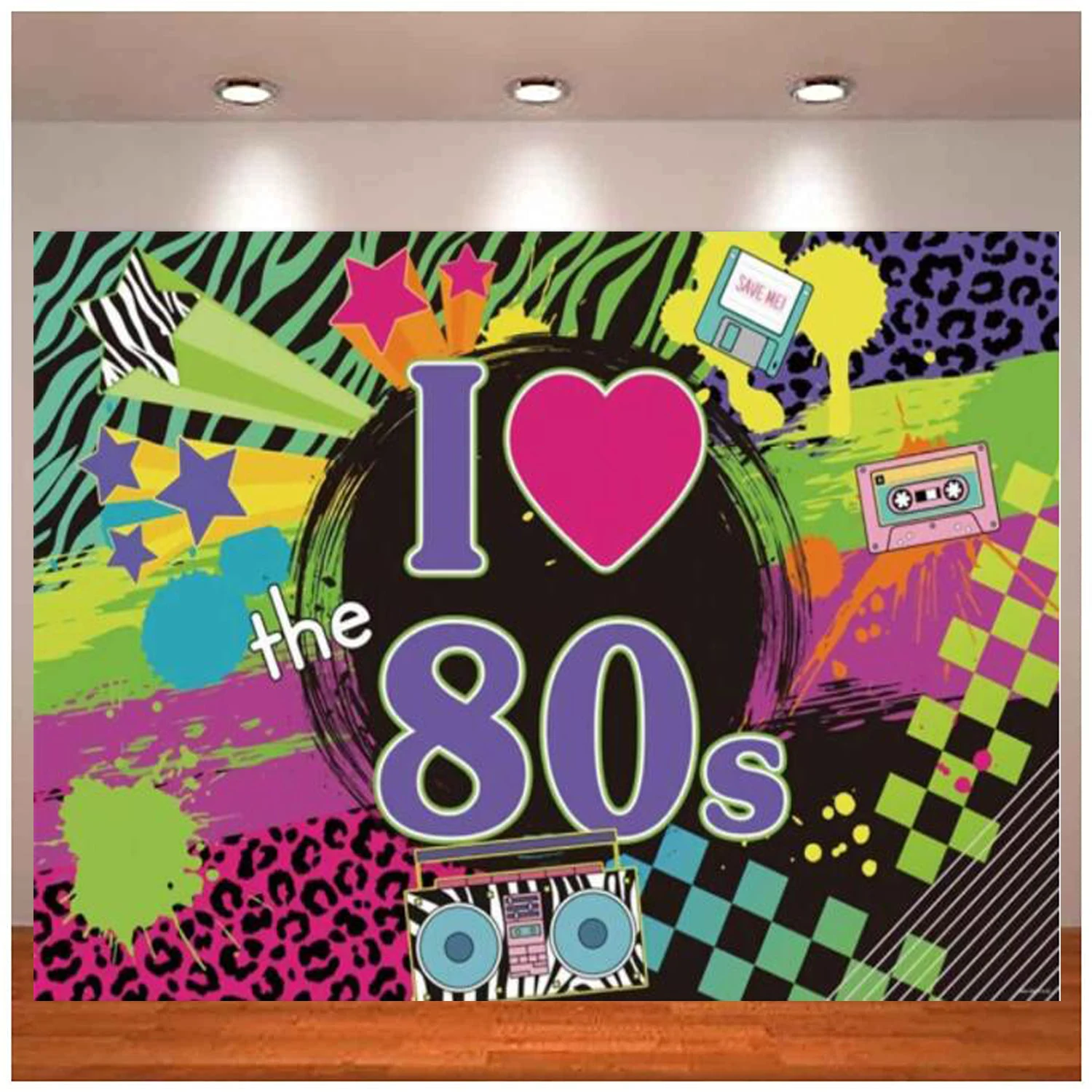 80s Party Decoration Banner Photo Booth Photography Backdrop Wall For ...