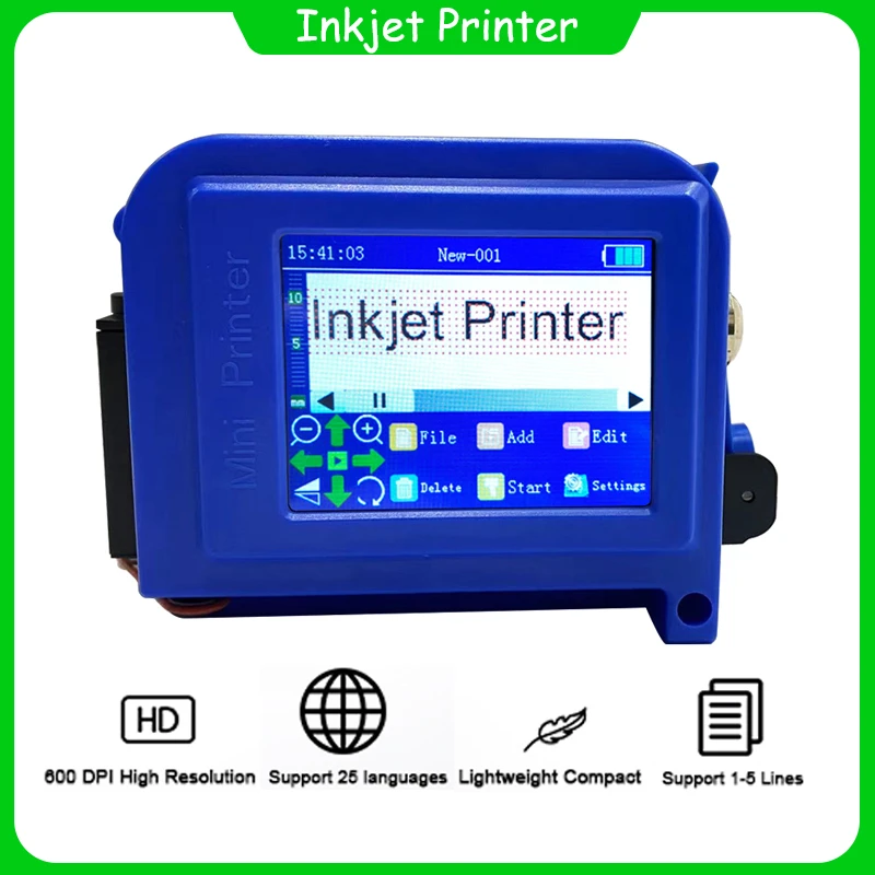 25.4mm Mini Inkjet Printer Unlocked Portable QR Bar Batch Code Date ...