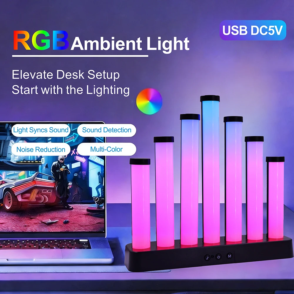 USB 5V RGB LED Light Bars RGB Rhythm Ambient Pickup Lamp with ...