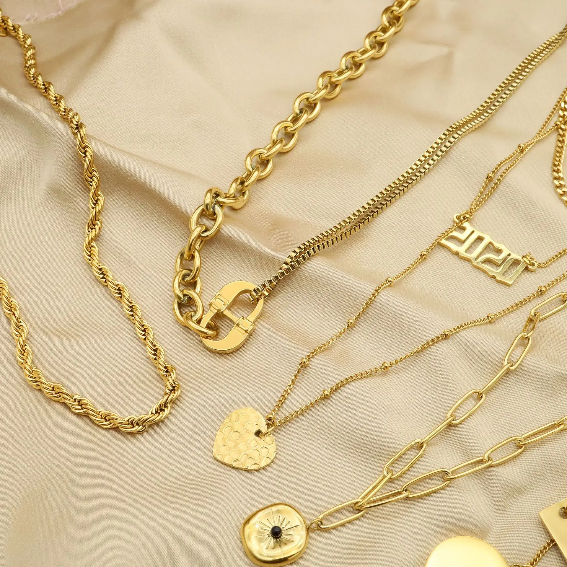 18K Gold Plated Stainless Steel Necklace Cuban Link Chain Thick Twist ...