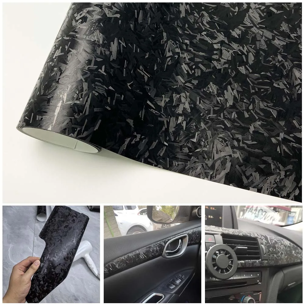Black Chopped Carbon Fiber Film Color Change Car Stickers Vinyl Film ...