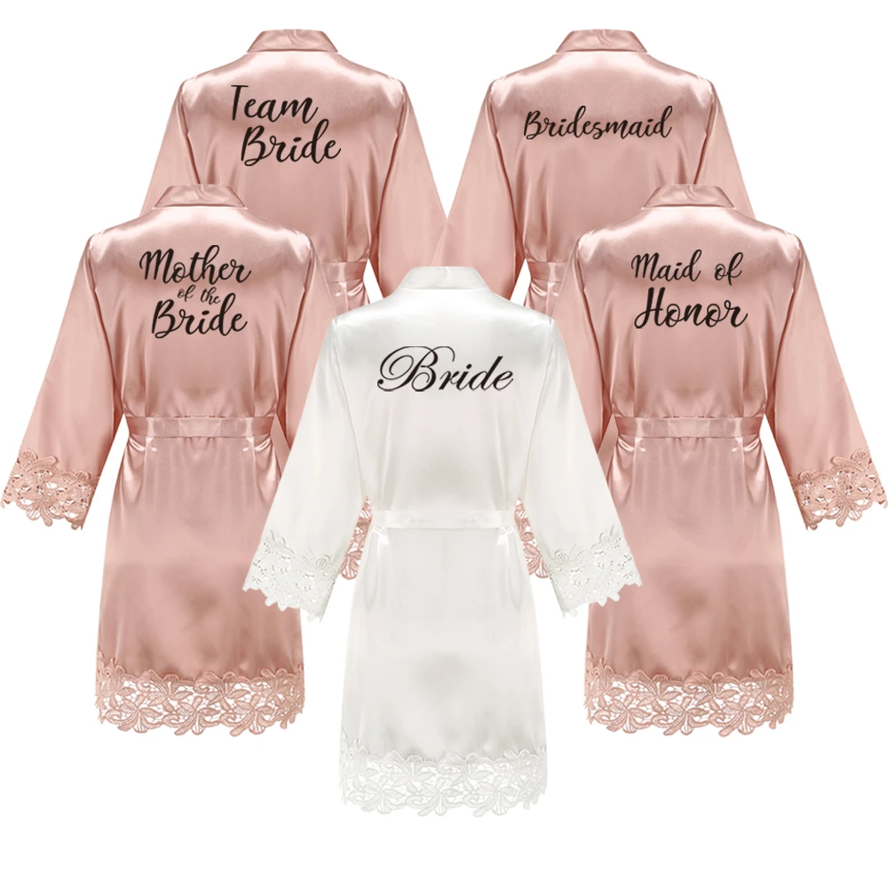 Bridesmaid Robes Rose Gold Bride Robe Wedding Bridesmaid Gift Satin ...