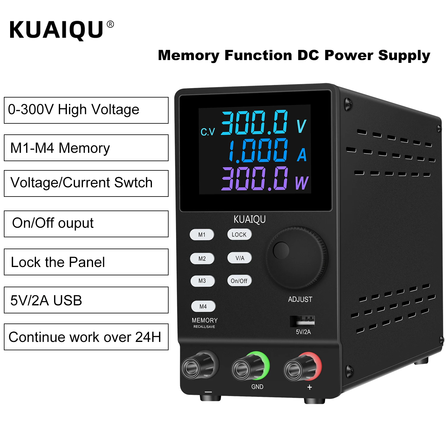 KUAIQU-300V-1A-Laboratory-DC-Power-Supply-Adjustable-200V-1A-Digital-Bench-Source-Switching ...