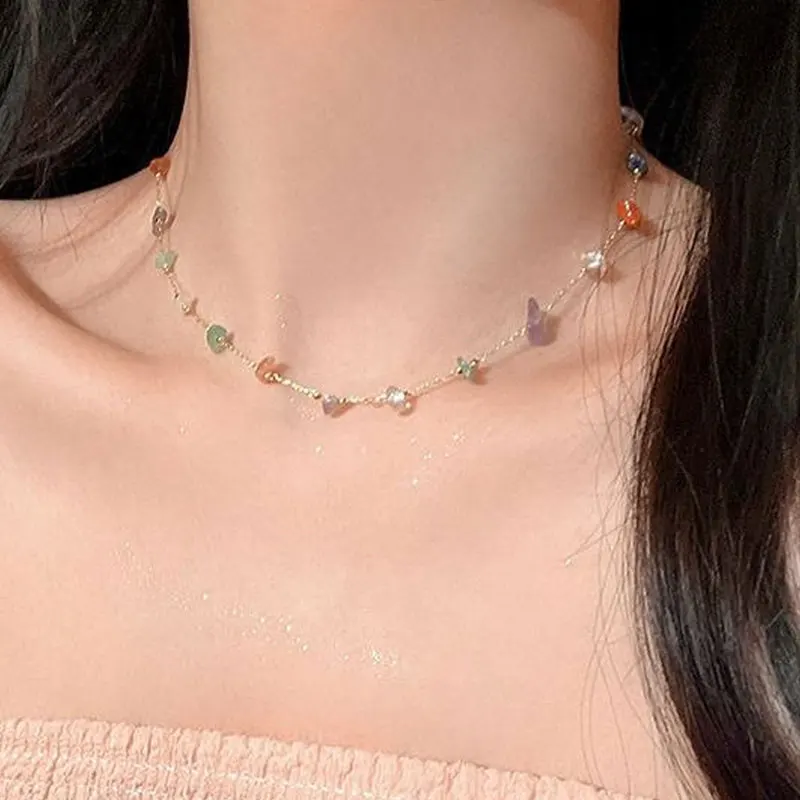 Trendy-Cute-Sweet-Natural-Stone-Necklace-For-Women-Girls-Summer-Simple ...