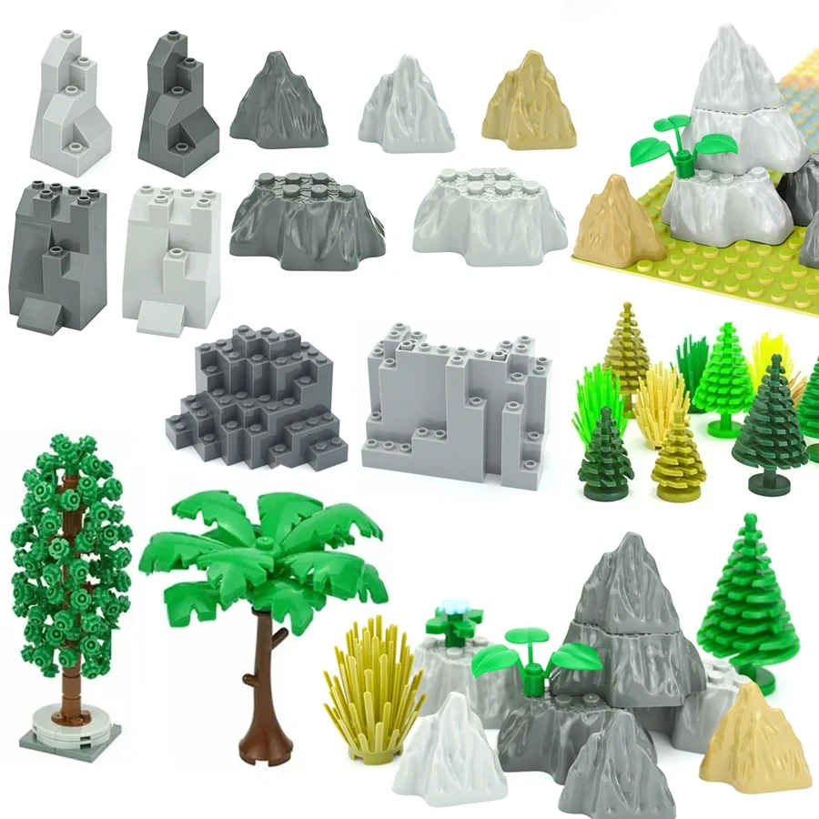 DIY-Bricks-MOC-Building-Blocks-Train-Tunnel-Bridge-Rock-Panel-6082-6083 ...