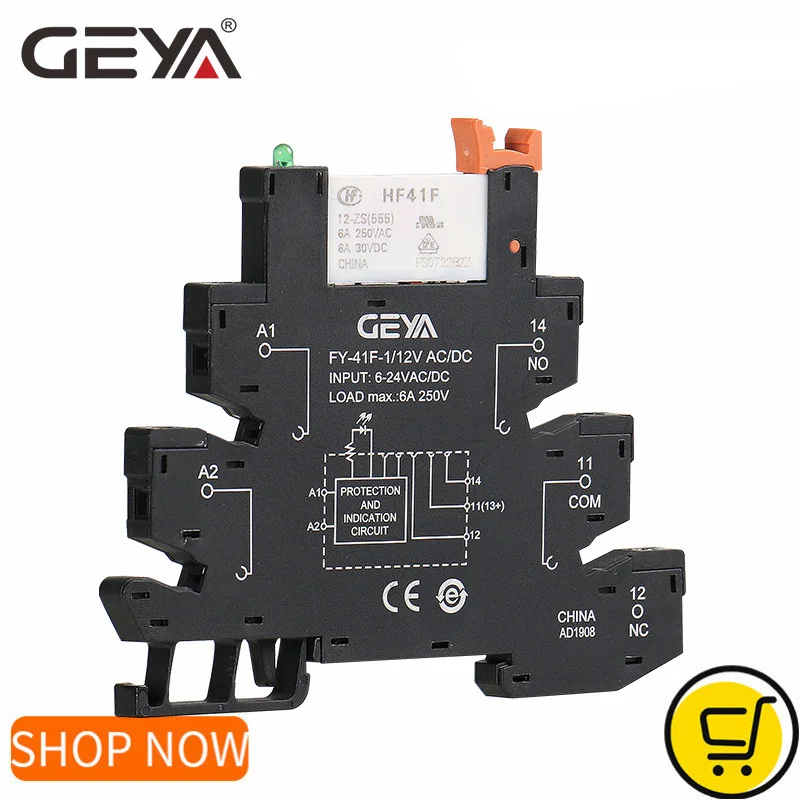 GEYA Slim Relay Module Protection Circuit 6A Relay 12VDC/AC or 24VDC/AC ...