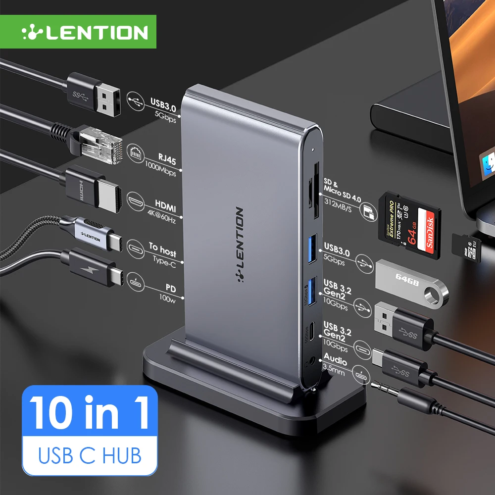 LENTION-USB-C-Docking-Station-4K-60Hz-HDMI-USBC3-2-Gen2-10Gbps-Adapter ...