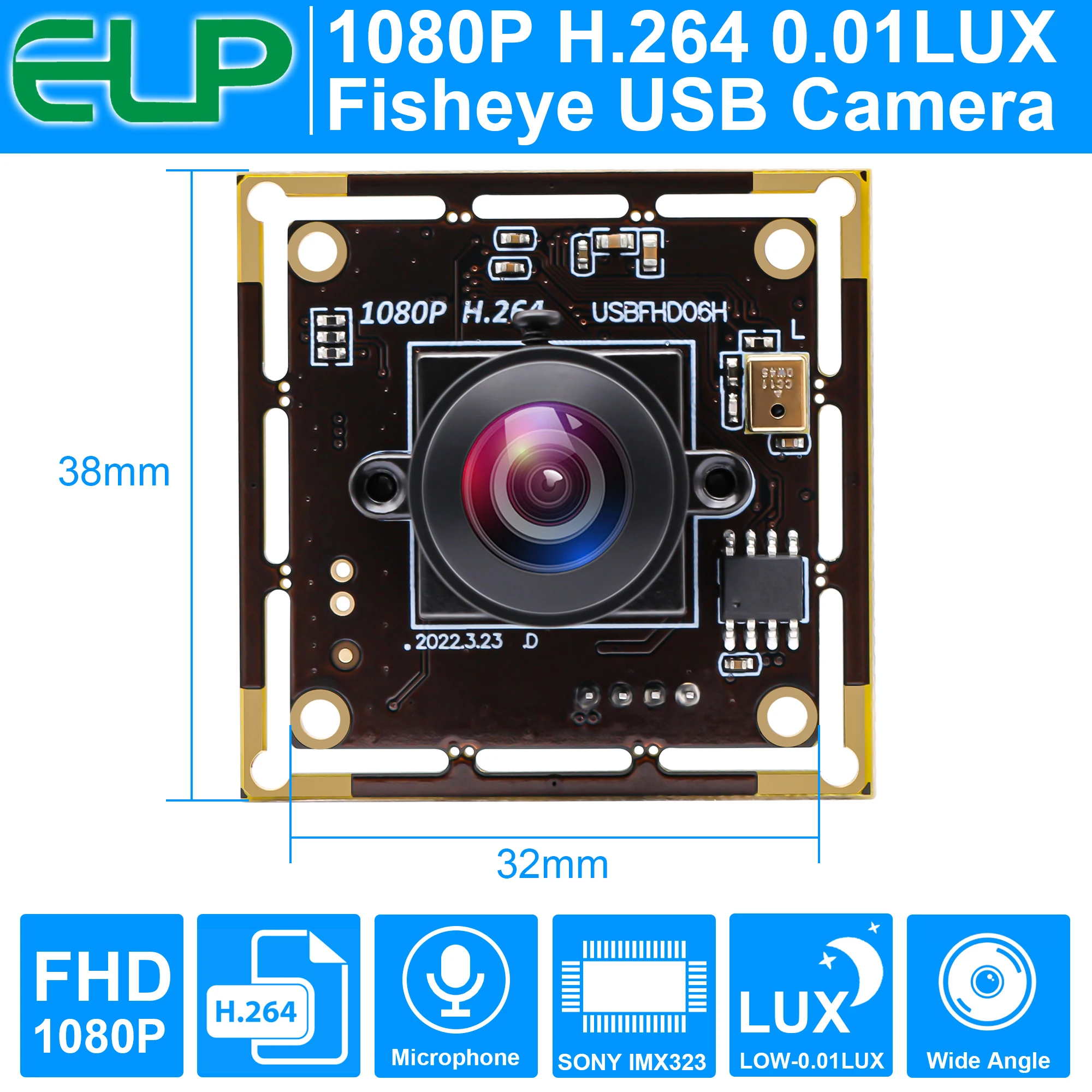 ELP-2MP-Wide-Angle-USB-Camera-Module-1080P-180-Degree-Fisheye-Lens-CMOS ...
