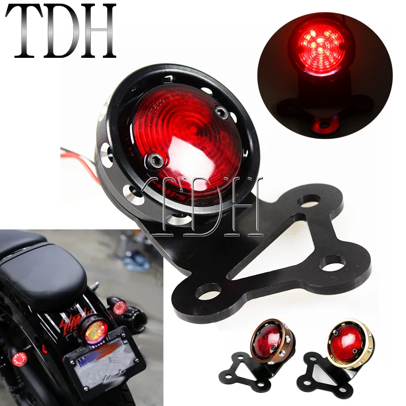 Retro Motorcycle LED Taillight Rear Tail Brake Stop Lights For Chopper ...