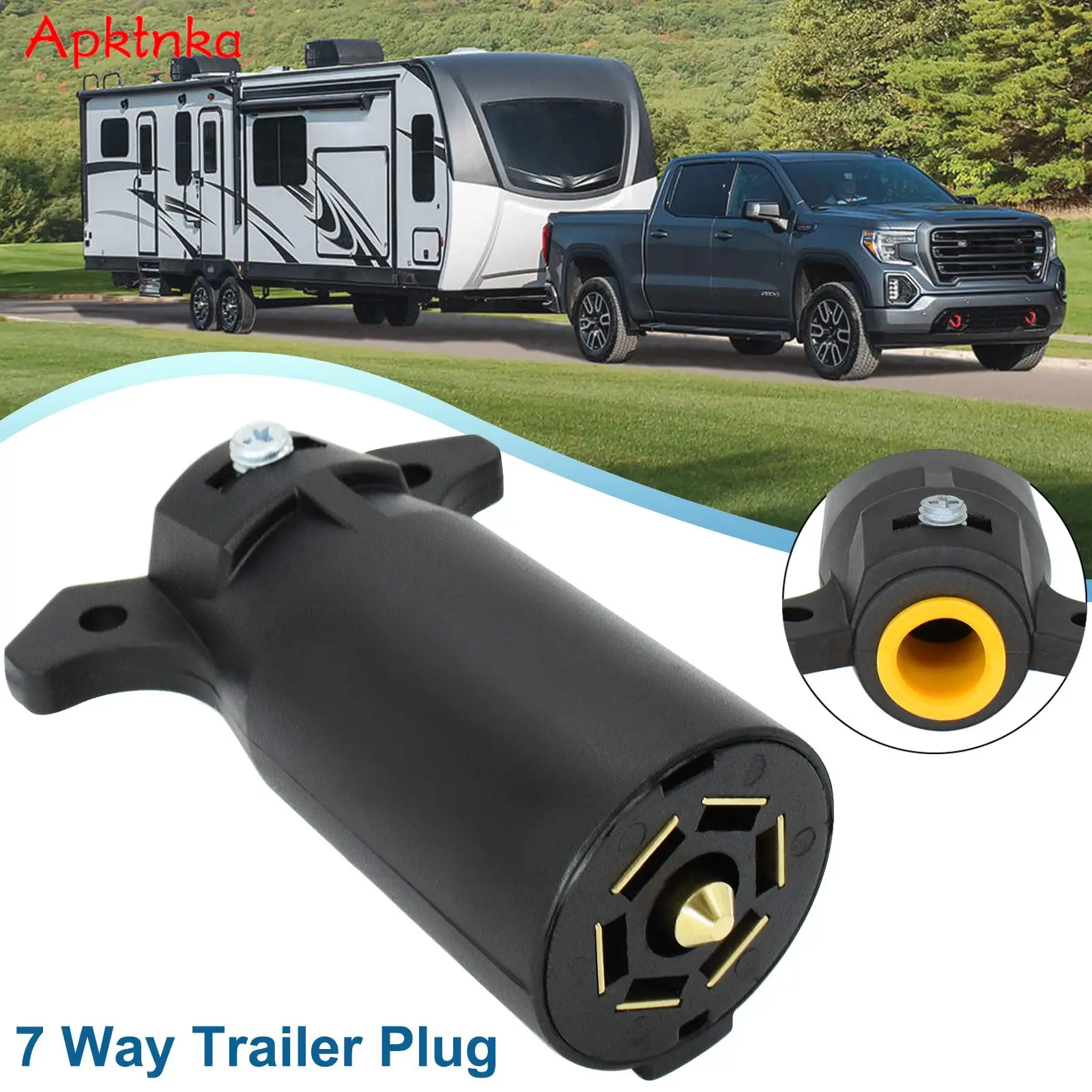 7 Way RV Style Trailer Light Plug Connector Wiring Socket Replacement ...