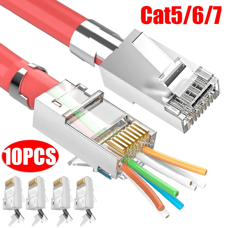 RJ45-Cat7-Cat6-Cat5-Pass-Through-Connectors-Network-Cable-Modular-Plug ...