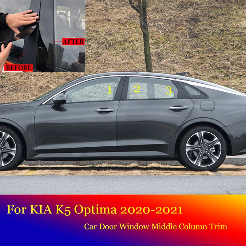 For Kia K5 Optima 2020 2021 Car Door Window Middle Column Trim Decoration Protection Strip PC ...