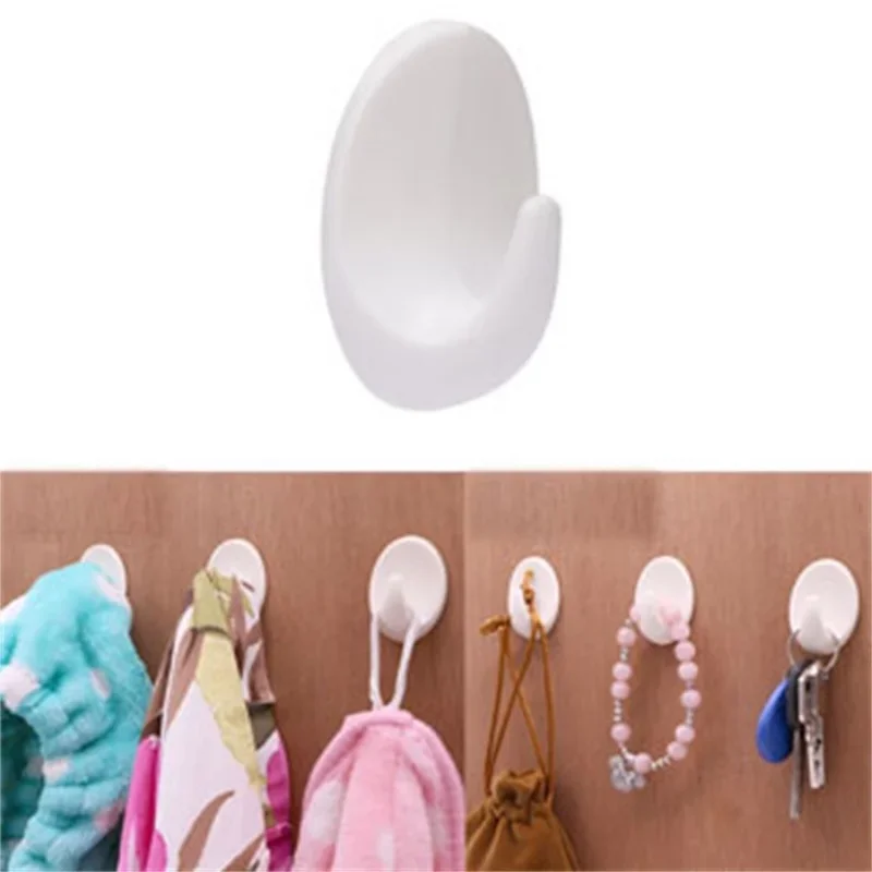 20-10pcsHook-White-Plastic-Hook-Kitchen-Bathroom-Sticky-Holder-Wall ...