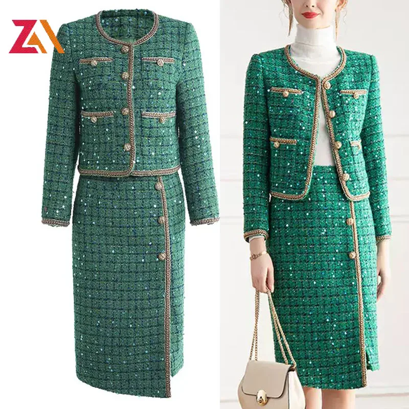 Jacket Skirt Set Tweed | Tweed Skirt Set Designer | Elegant Skirt Set ...