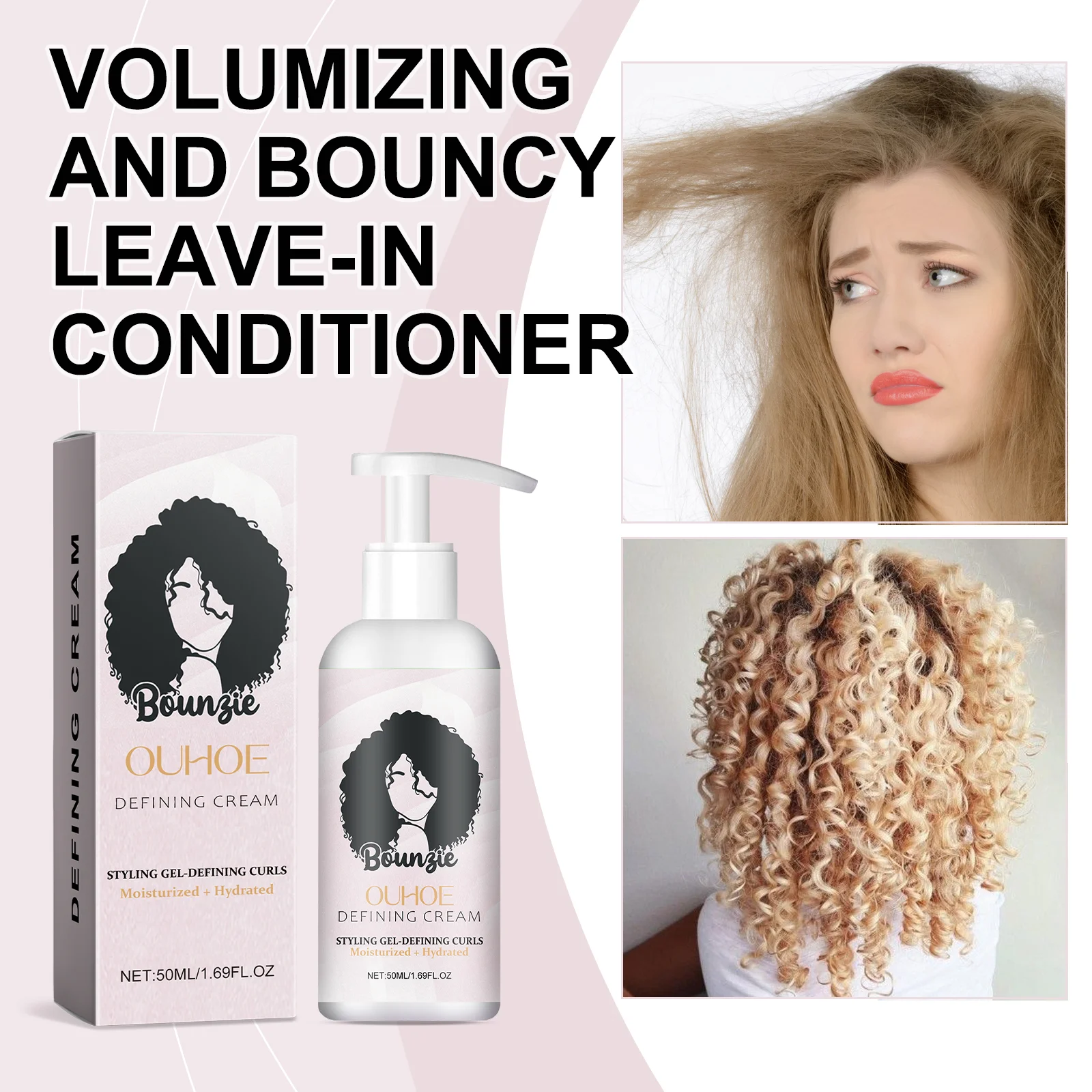 Curl Enhancing Cream for Wavy Curly Hair Moisturizing Styling Cream ...
