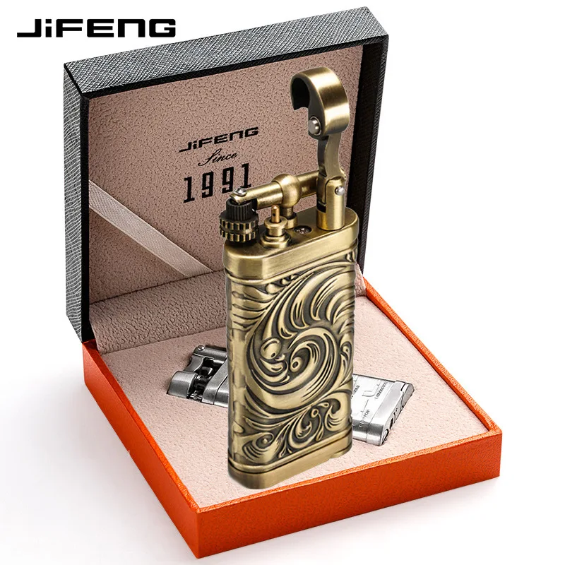 JIFENG-Vintage-Gas-Inflate-Butane-Lighter-Creative-Grinding-Wheel-Open-Fire-Lighter-Special ...