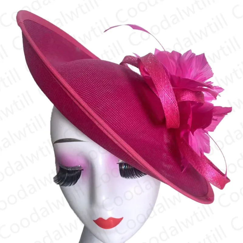 Hot-pink-Fascinator-For-Women-Elegant-Party-Derby-Chapeau-Cap-Feather ...