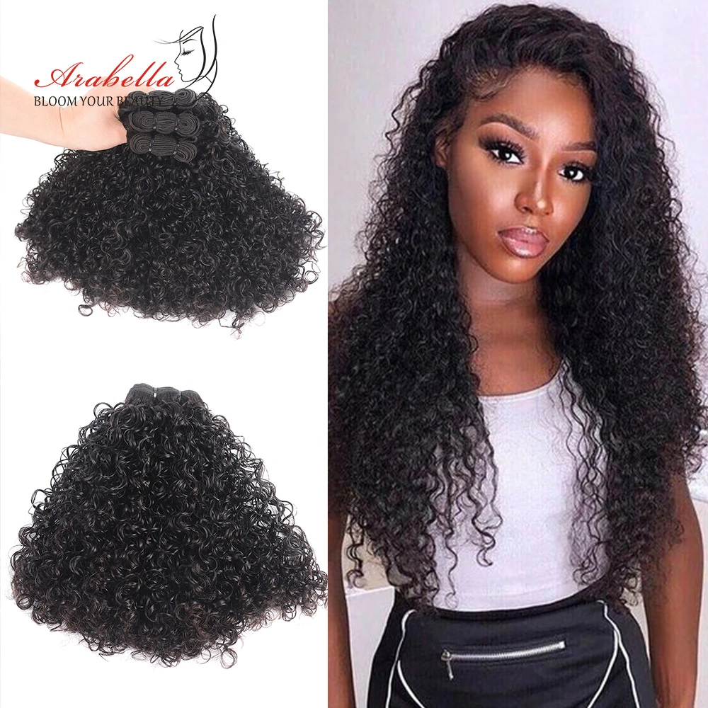 Curly Hair Weave Bundles 1/3 Bundles Natural Color Remy 100% Human Hair ...