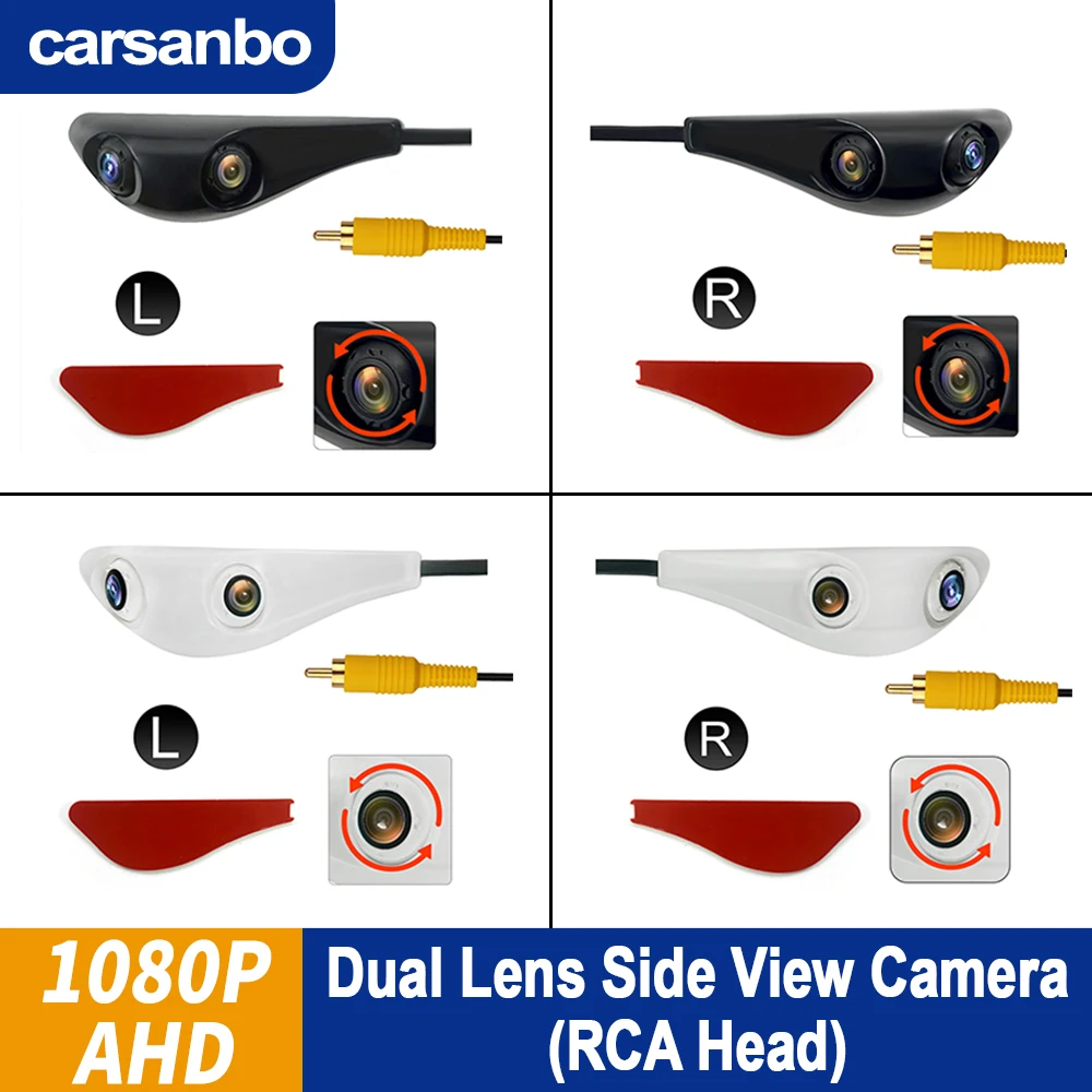 Carsanbo Car Side View Dual Lens Camera AHD 1080P Sedan Camera With Two ...