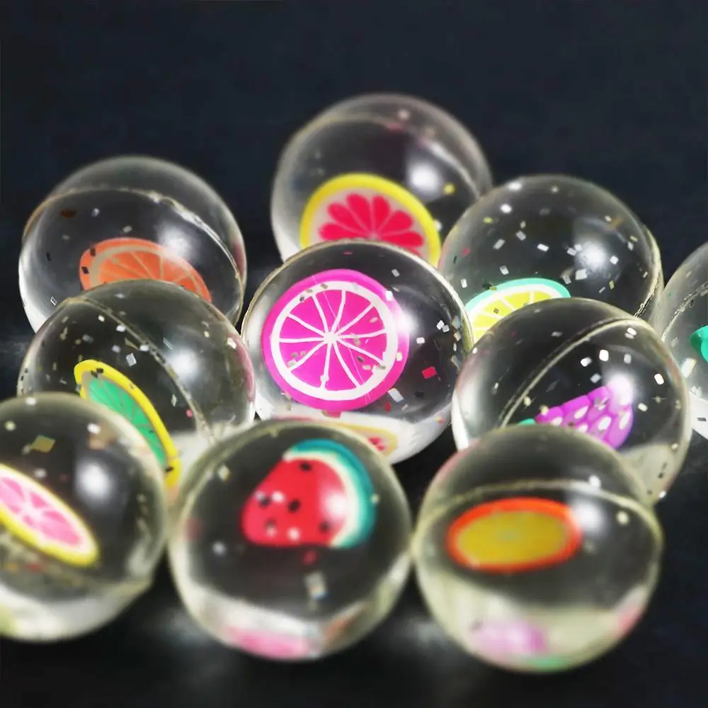 10pcs/lot Funny 25mm Fruits Clear Rubber Bouncing Bouncy Balls Floating ...