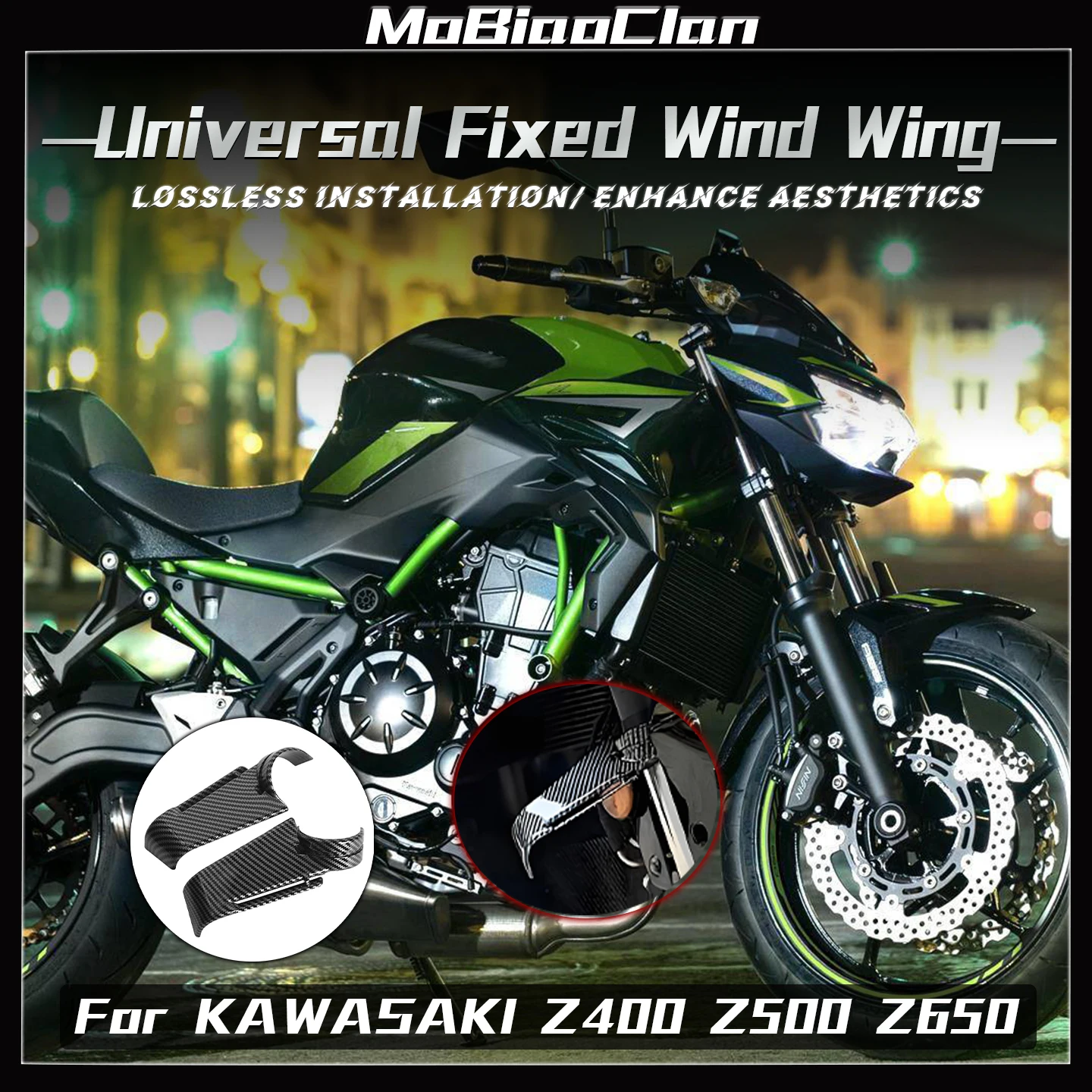 For Kawasaki Z400 Z500 Z650 hock-absorbing fixed wing side wing guide ...