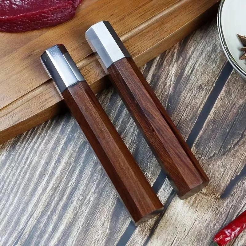 Octagonal-Japanese-Chef-Knife-Handle-DIY-Wooden-Stainless-Steel-Kitchen ...