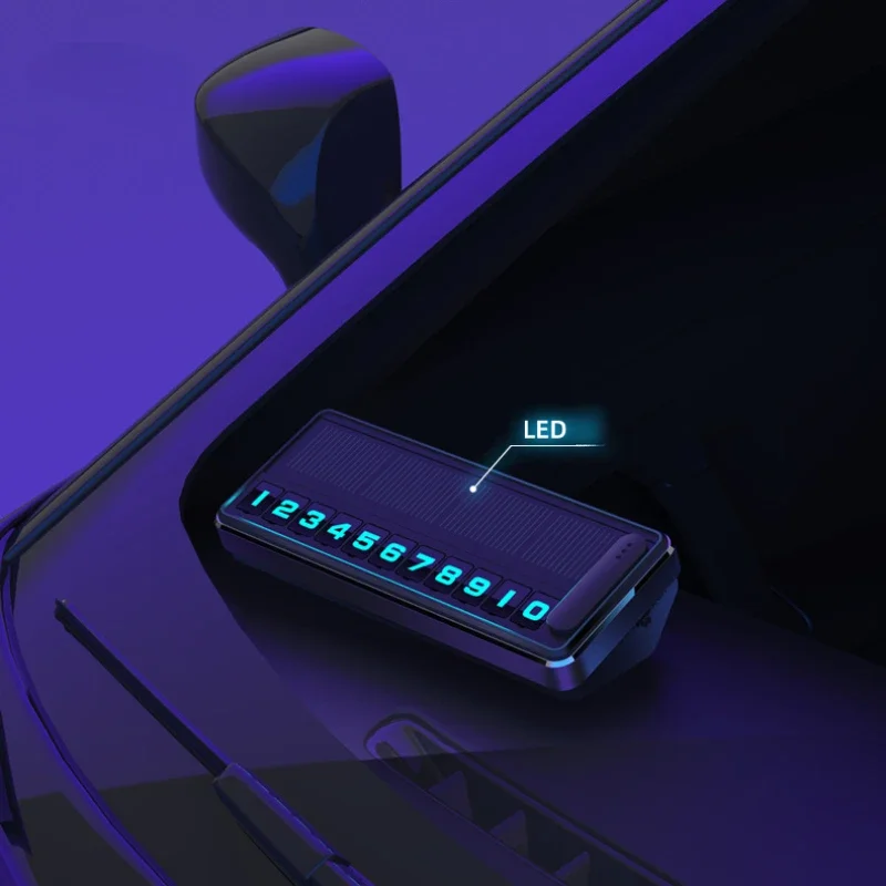 Solar-Car-Phone-Number-Plate-Led-Lighting-Temporary-Parking-Card-Hidden ...