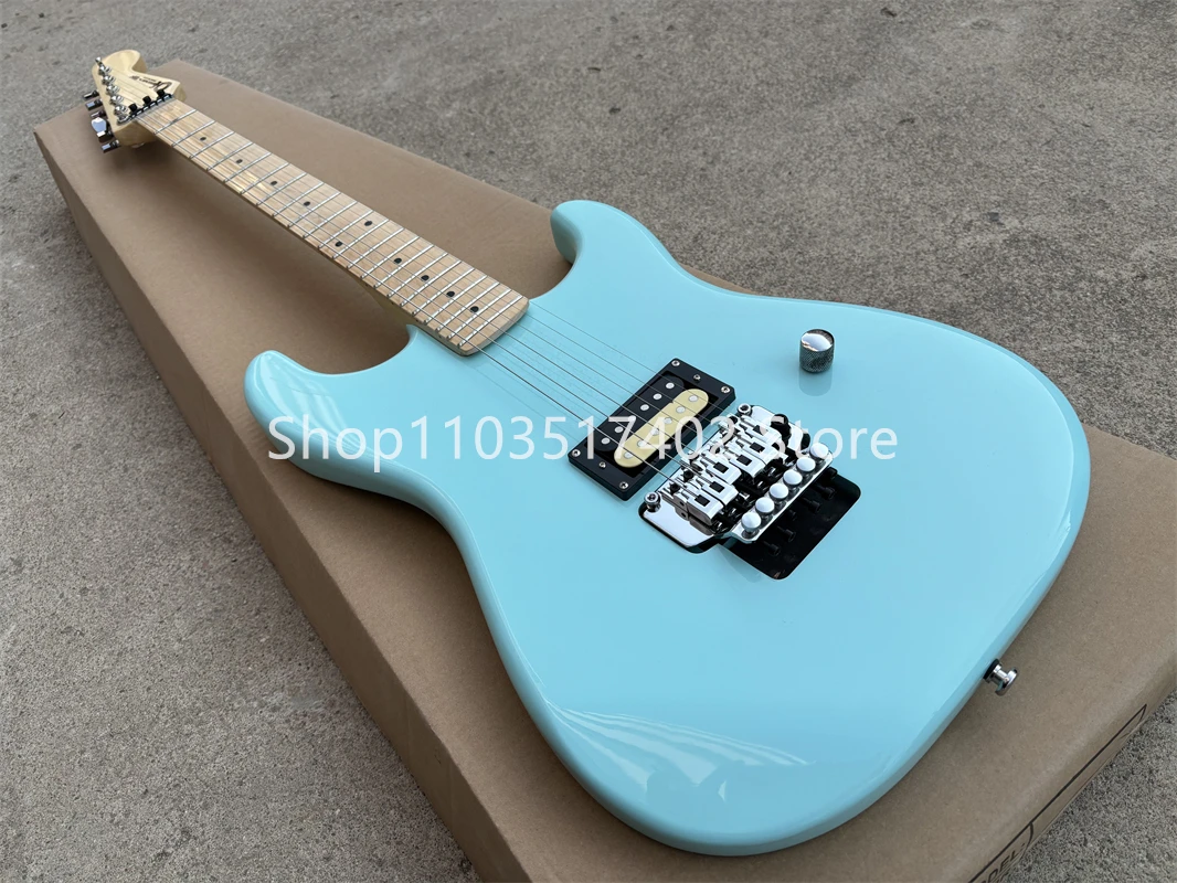 Novo-Luz-azul-ST-corpo-s-lido-guitarra-el-trica-Bege-Fingerboard-Chrome ...