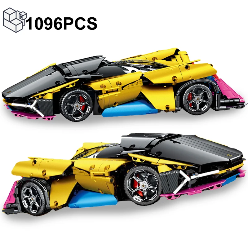 1096PCS-Technical-Plating-Gold-Super-Speed-Sports-Car-Building-Blocks ...