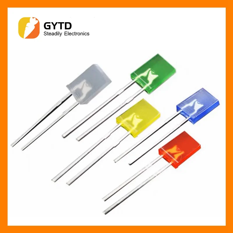 100PCS-2X5X7-Square-LED-257-Red-Light-emitting-diode-White-Yellow-Red ...