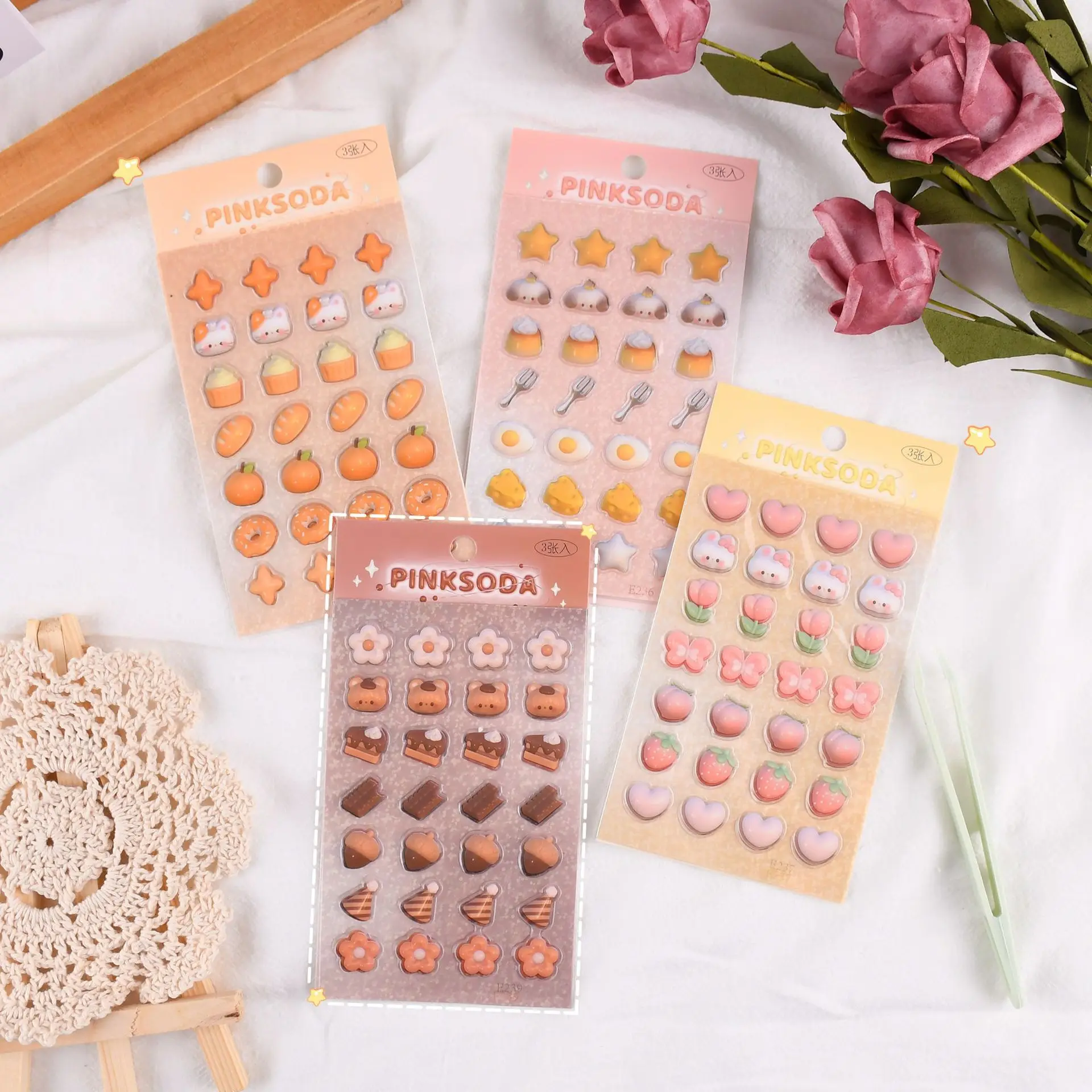 New-3pcs-set-Cartoon-3D-Sticker-Tick-PVC-Material-DIY-Handbook ...