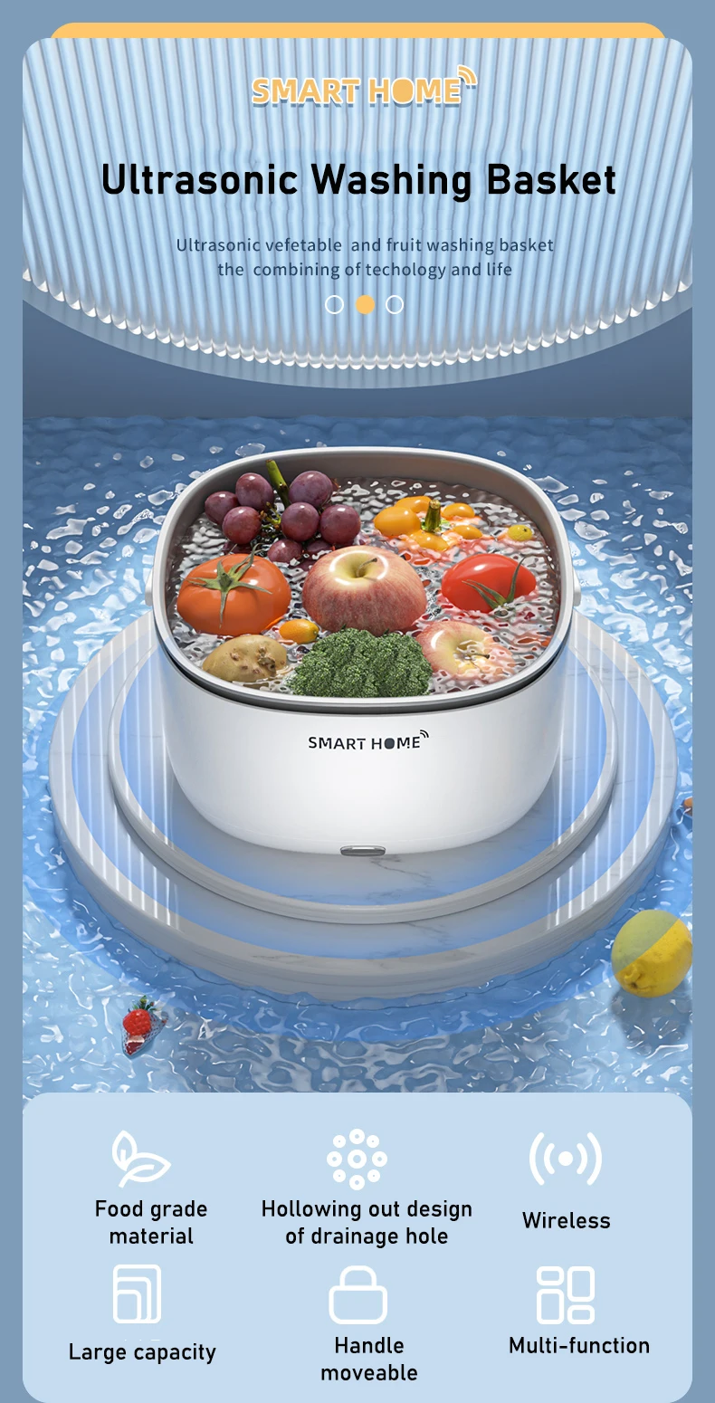 Electric Vegetable Washer Ultrasonic Washing Basket Food Purifier ...
