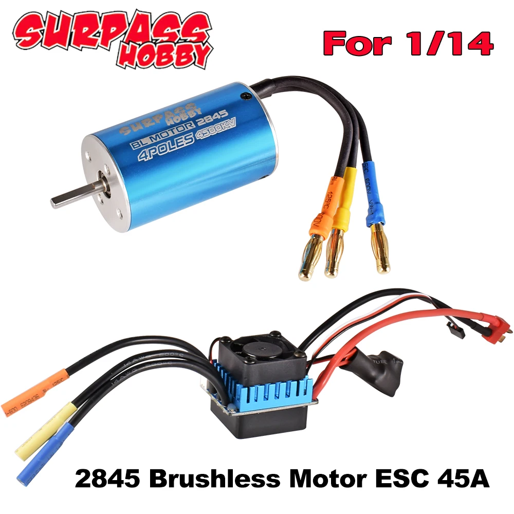 SURPASS HOBBY 2845 Brushless Motor 4500KV 45A ESC Combo Electric Speed ...