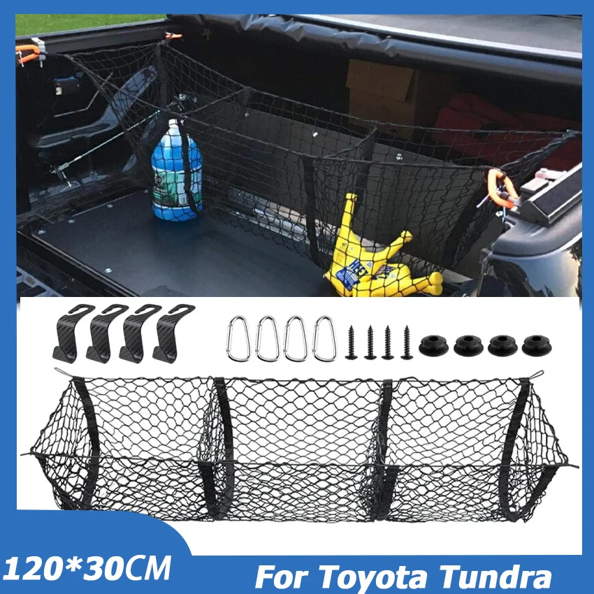120*30cm For Toyota Tundra Tacoma Hilux Revo Vigo 3/4 Pocket Cargo Net ...