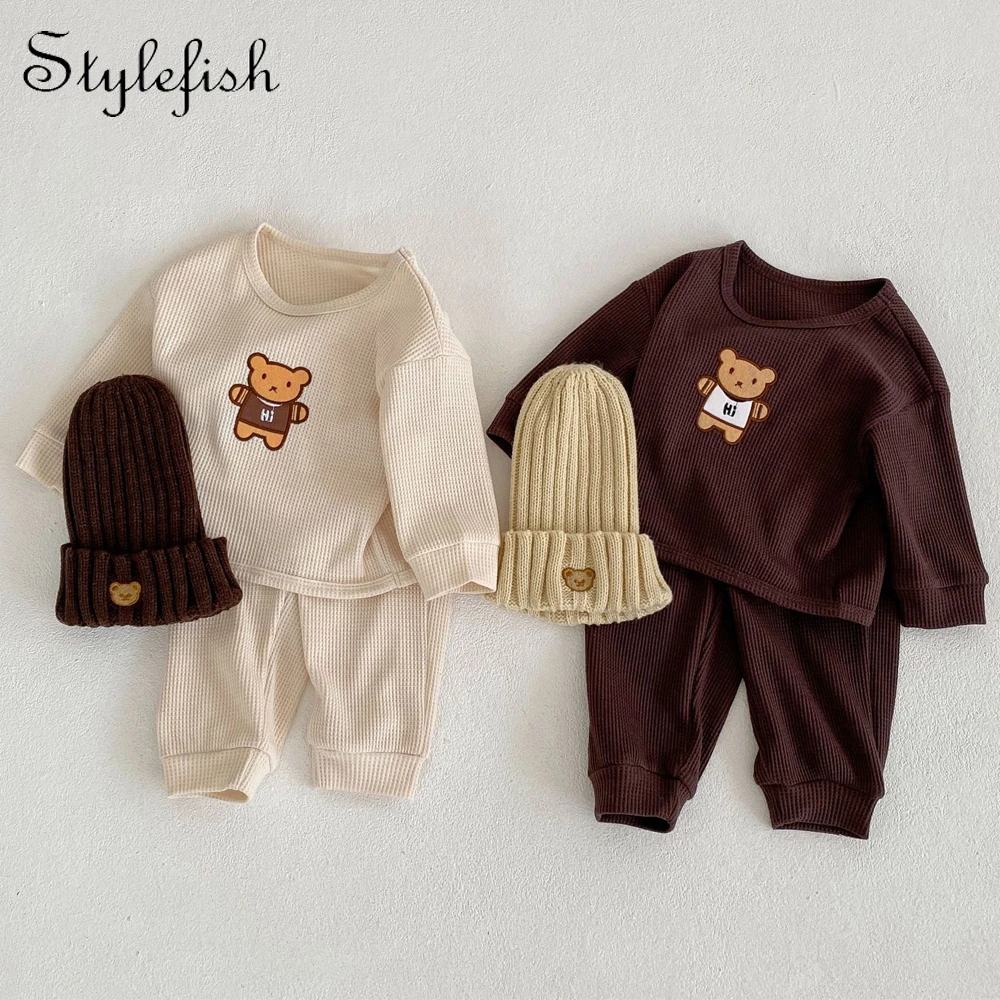 2023 Spring New Baby Garments Baby 2 Pieces Waffle Cotton Set Little ...