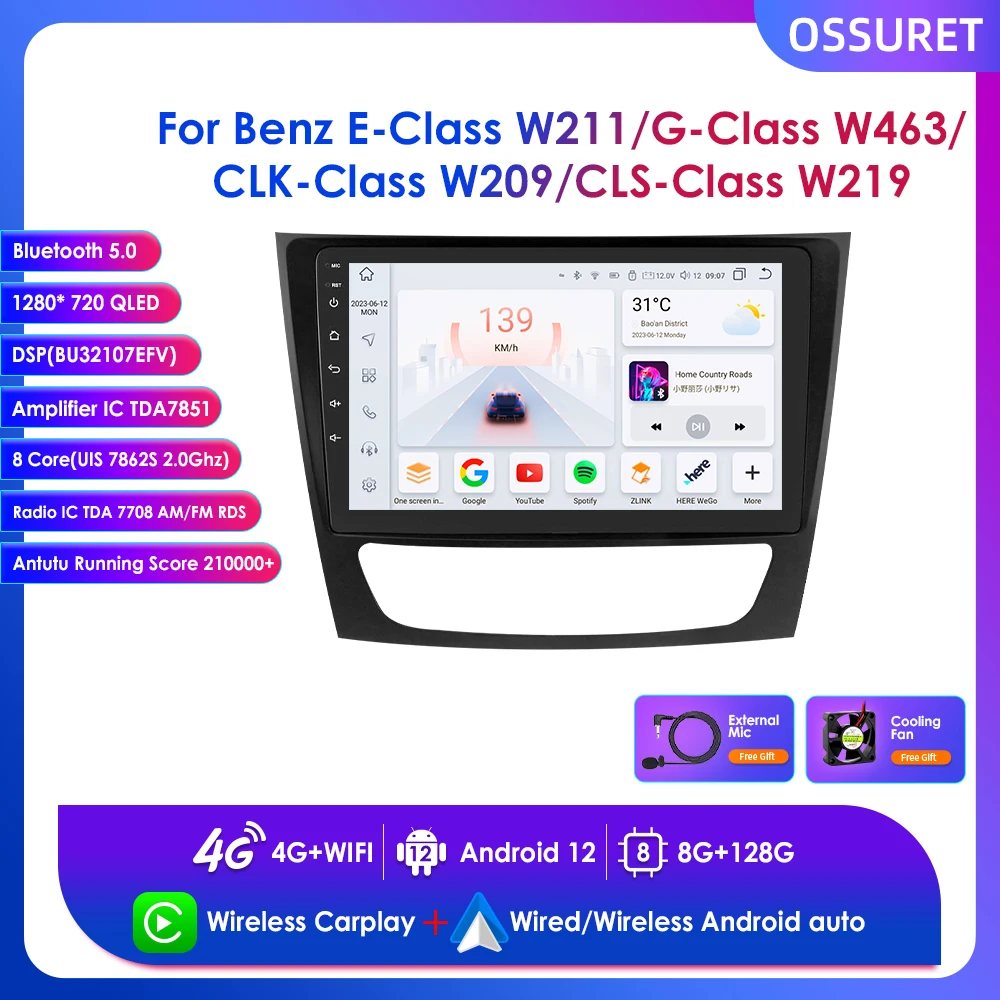 9-Android-Screen-for-Car-Radio-for-Mercedes-Benz-E-Class-W211-W219-W463 ...