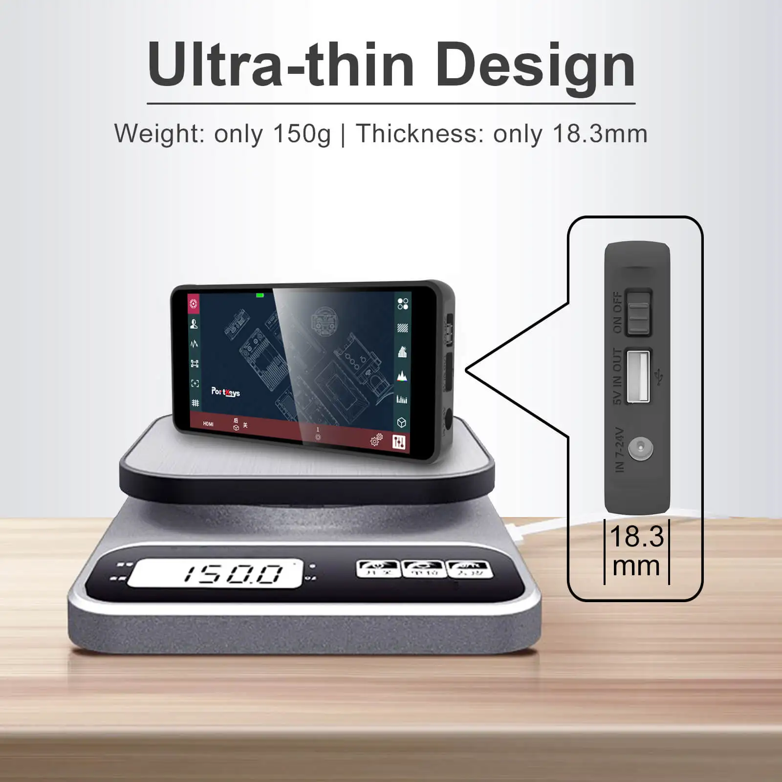 Portkey-Pt5-II-5-Inch-Camera-Monitor-4K-HDMI-150g-500nit-Portable-Field ...