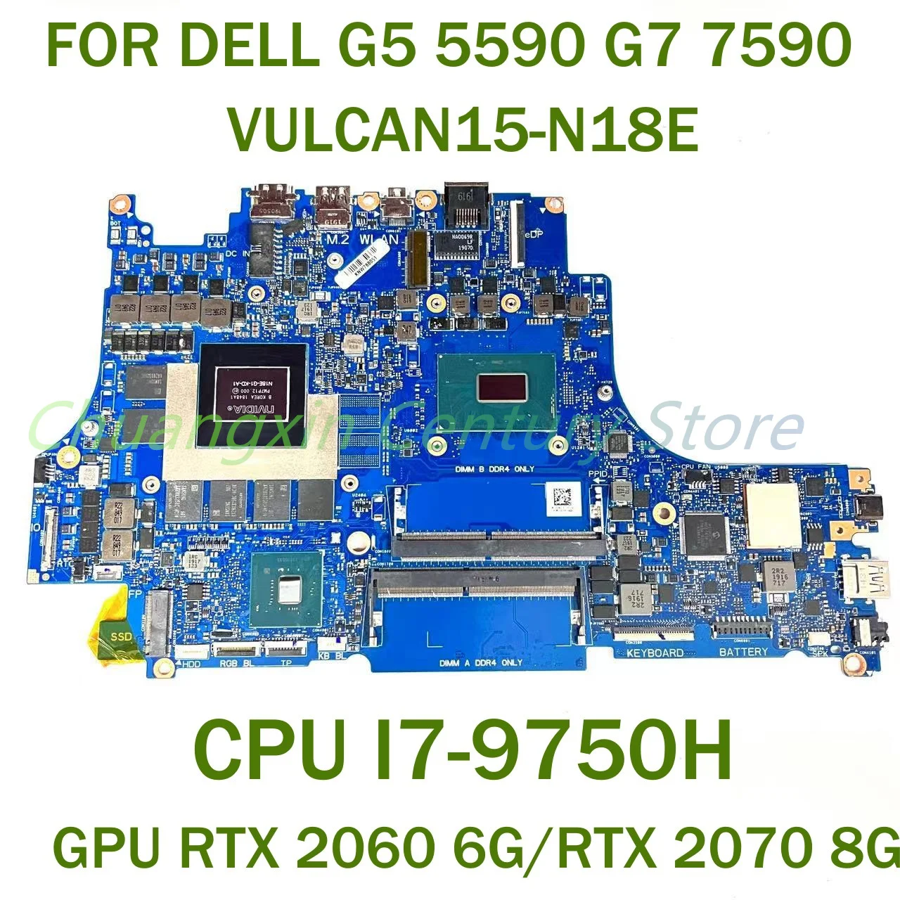 FOR DELL G5 5590 G7 7590 Laptop motherboard VULCAN15-N18E with CPU I7 ...