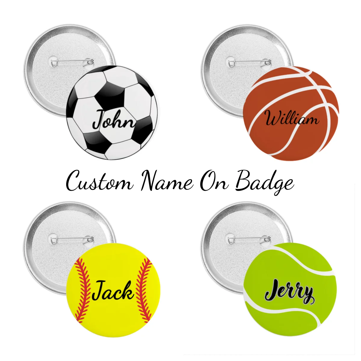 Round 58mm Custom Name Football Pins Badge Personalized Tinplate Sport ...