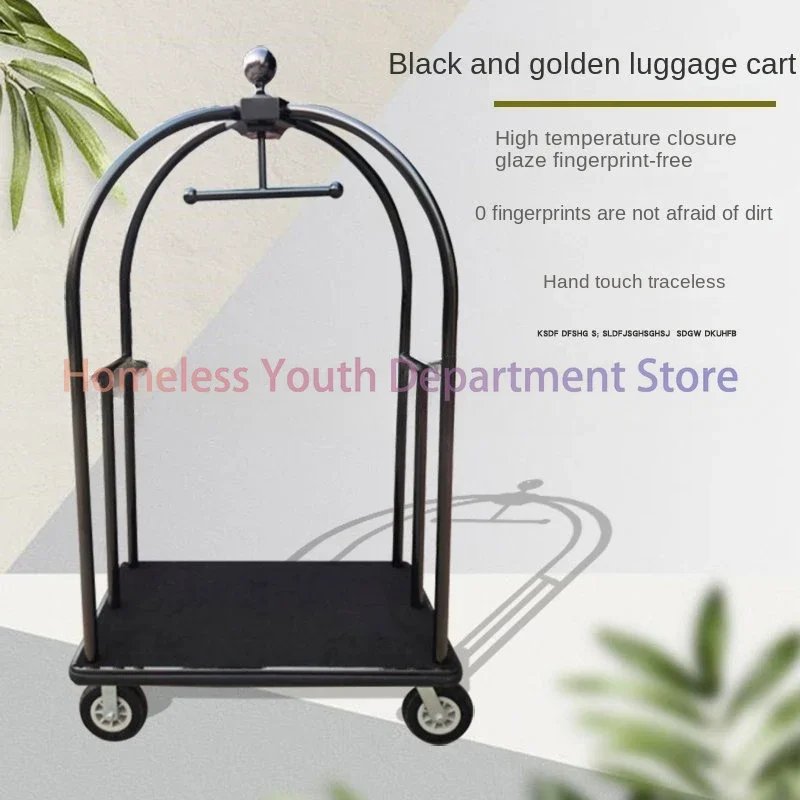 Hand-Push-Stainless-Steel-Luggage-Lobby-Hotel-Handling-Platform-Trolley ...
